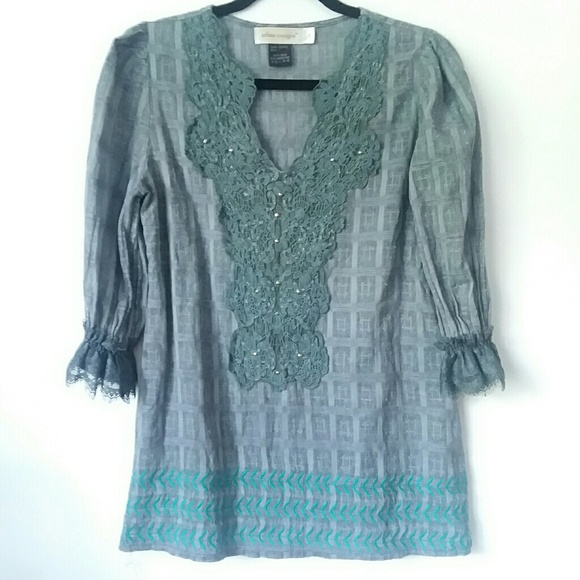 Urban Mangoz | Tops | Urban Mangoz Lace V Neck Embroidered Tunic | Poshmark